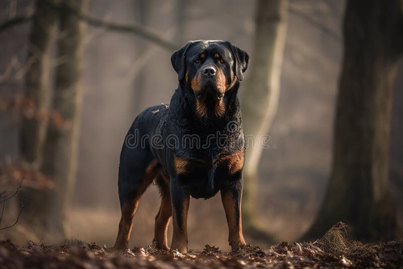 A Loyal and Protective Rottweiler Standing Guard, Showing Off Its Loyal ...
