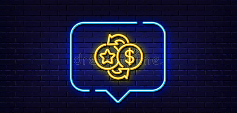 Loyalty Points Line Icon. Bonus Money. Discount Program. Neon Light ...