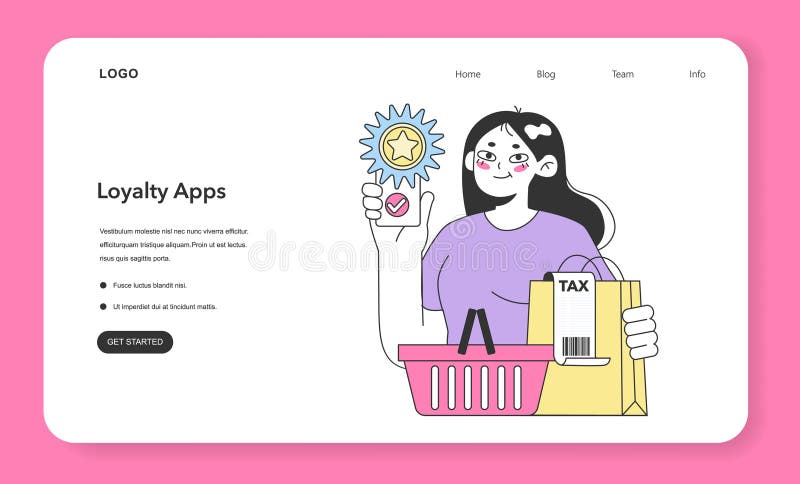 Loyalty Program Application Web Banner or Landing Page. Woman Holding ...