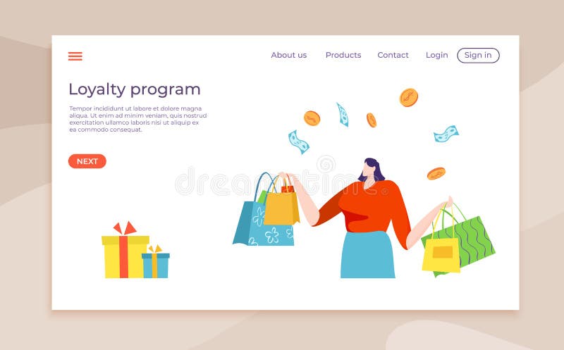Loyalty Program Cash Back Purchase Idea Web Application Website Banner ...