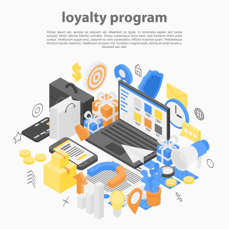 Loyalty Program Banner, Outline Style Stock Vector - Illustration of ...