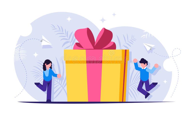 Loyalty Program is a Concept. Man and a Woman Receive a Gift for Using ...