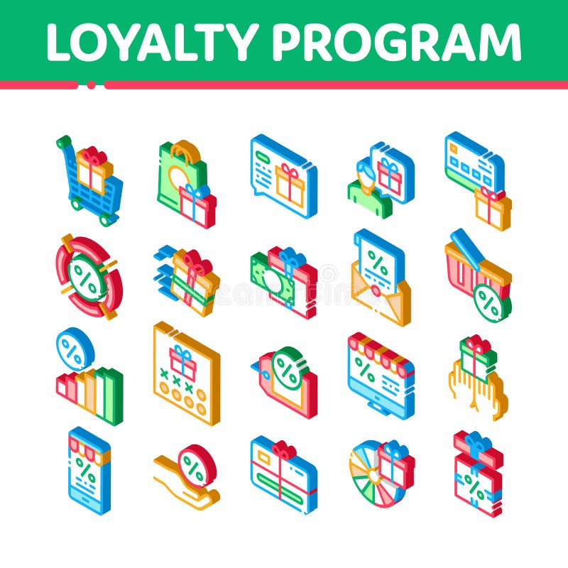 Loyalty Program for Customer Icons Set Vector Stock Vector ...