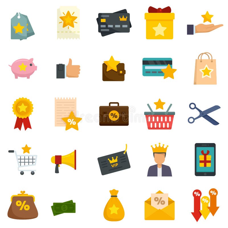 Loyalty Program Icons Set Flat Vector Isolated Stock Vector ...