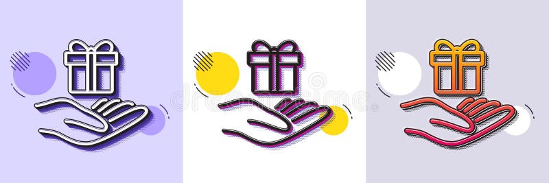 Loyalty Program Line Icon. Gift Box Sign. Halftone Dotted Pattern ...