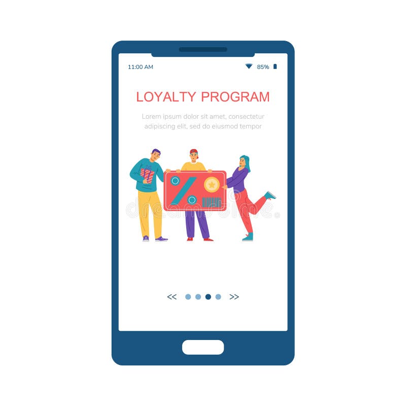 Loyalty Program Mobile App Onboarding Screen Flat Vector Illustration ...