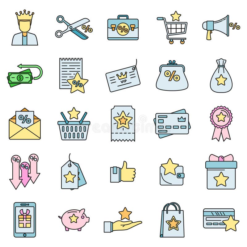 Loyalty Program Reward Icons Set Vector Color Stock Illustration ...