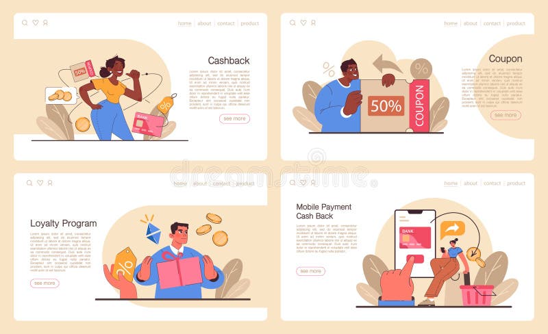 Loyalty Program Web Banner or Landing Page Set. Rewards, Offers, Stock ...