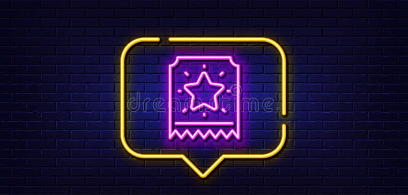 Loyalty Star Ticket Line Icon. Bonus Points. Discount Program. Neon ...