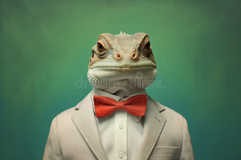 A Lizard in a Suit with a Bow Tie Stock Illustration - Illustration of ...