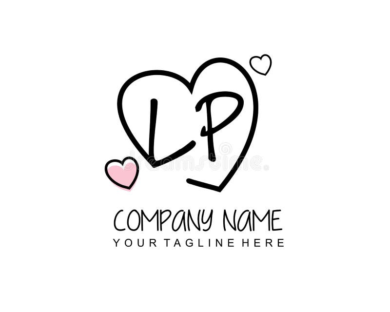 LP Initial Handwriting with Heart Frame Stock Vector - Illustration of ...