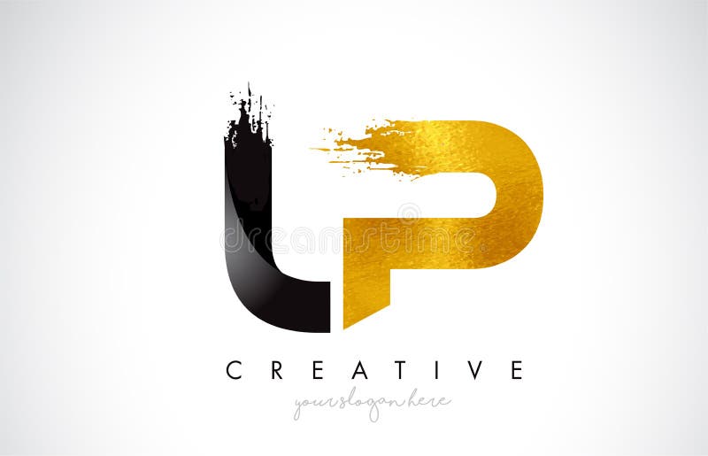 LP Letter Design with Brush Stroke and Modern 3D Look Stock Vector ...