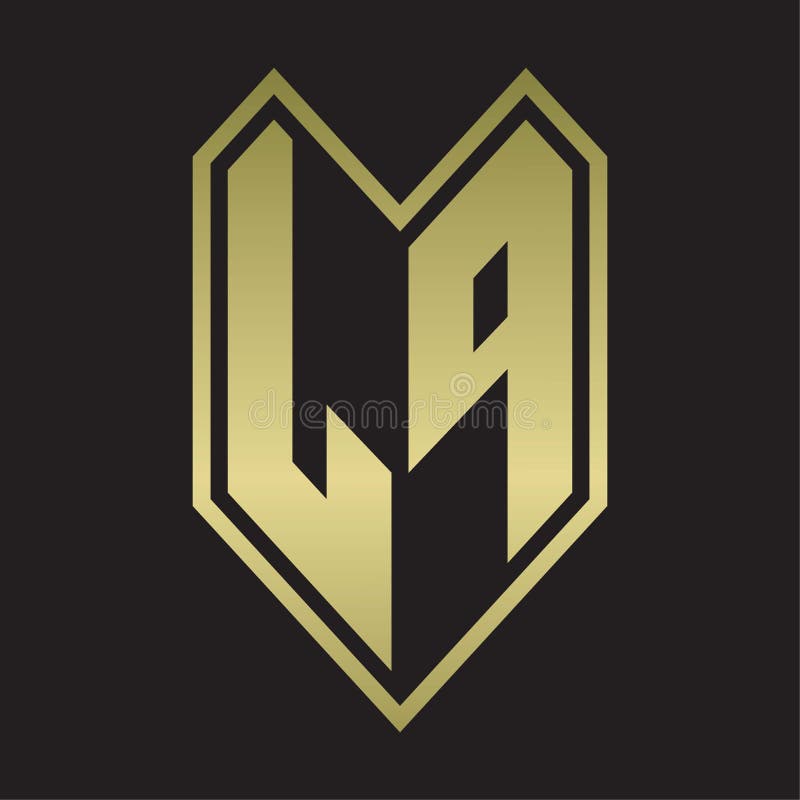 LP Logo Monogram with Emblem Line Style Isolated on Gold Colors Stock ...