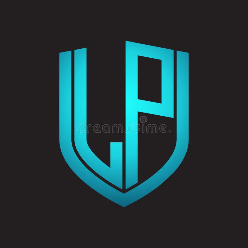 LP Logo Monogram with Emblem Shield Design Isolated with Blue Colors on ...