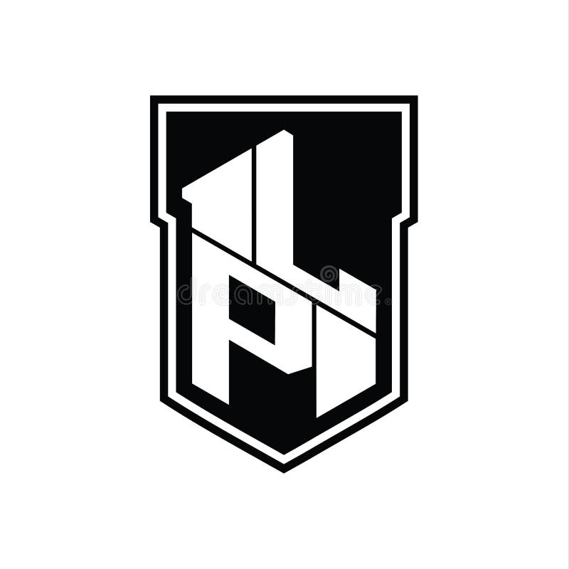 LP Logo Monogram Hexagon Geometric Up and Down Inside Shield Isolated ...
