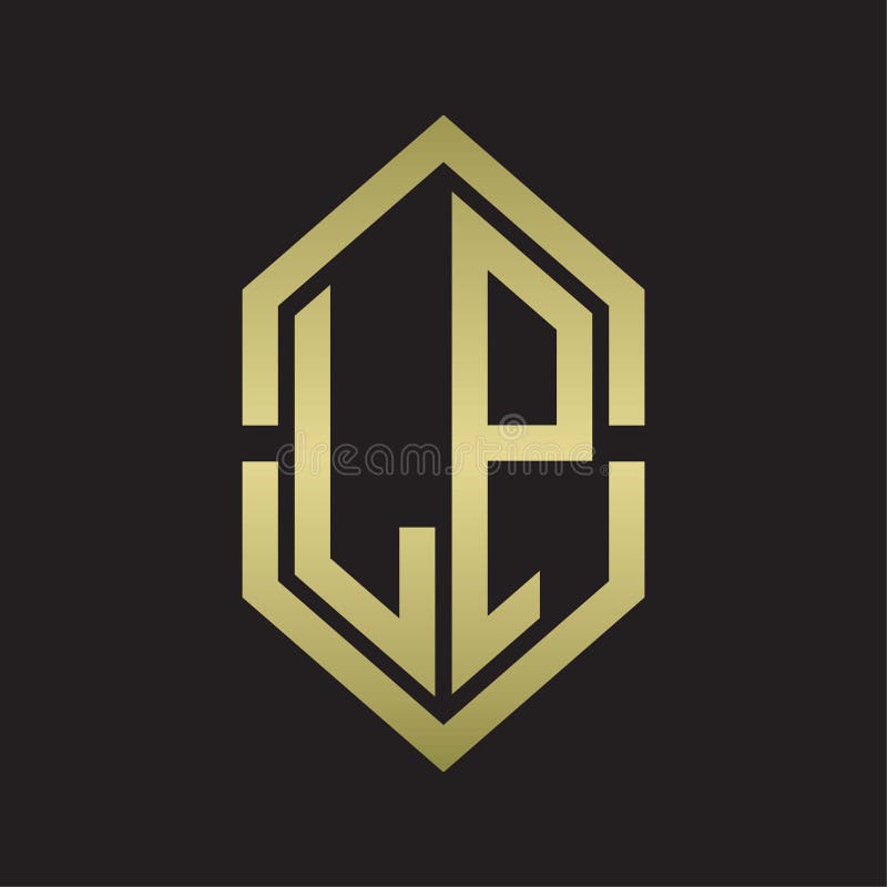 LP Logo Monogram with Hexagon Shape and Outline Slice Style with Gold ...