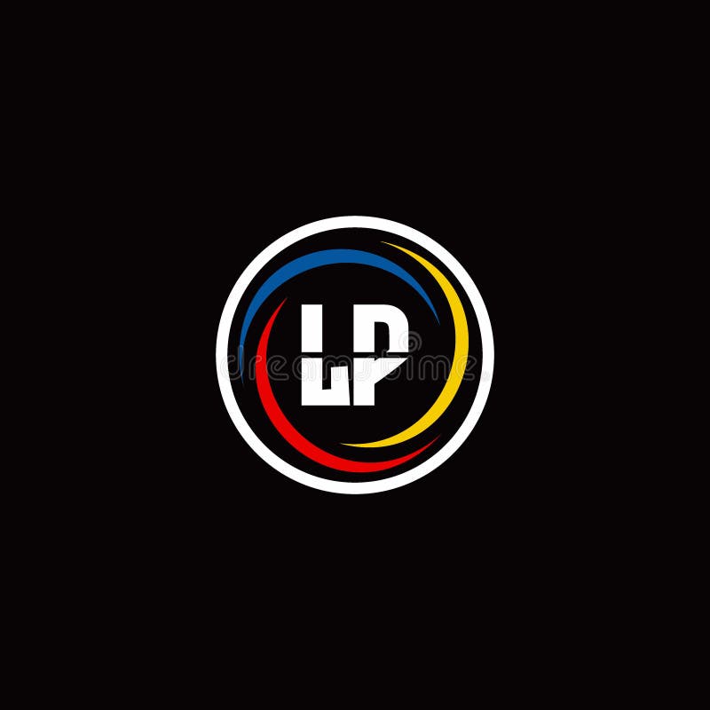 LP Monogram Logo Isolated on Circle Shape with 3 Slash Colors Rounded ...
