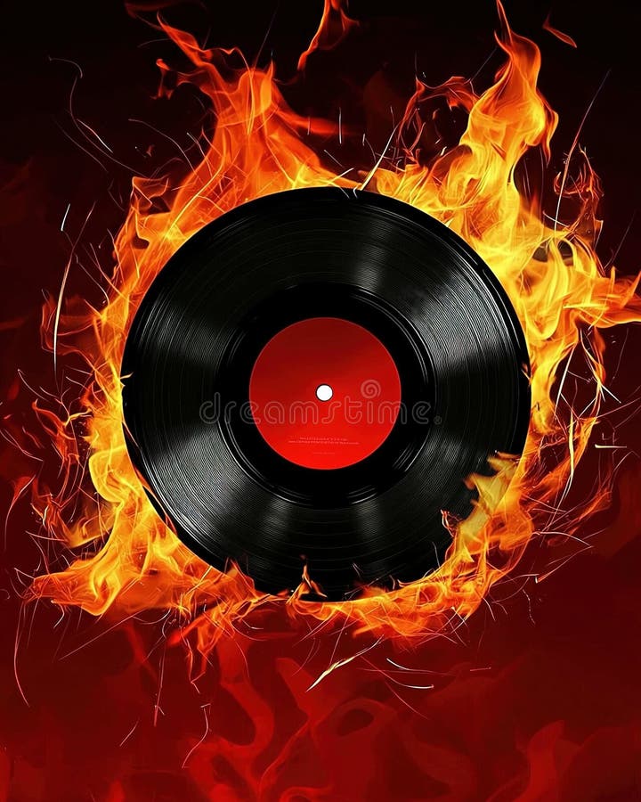 LP Record in Flames and Fire. Generative Ai Stock Photo - Image of ...