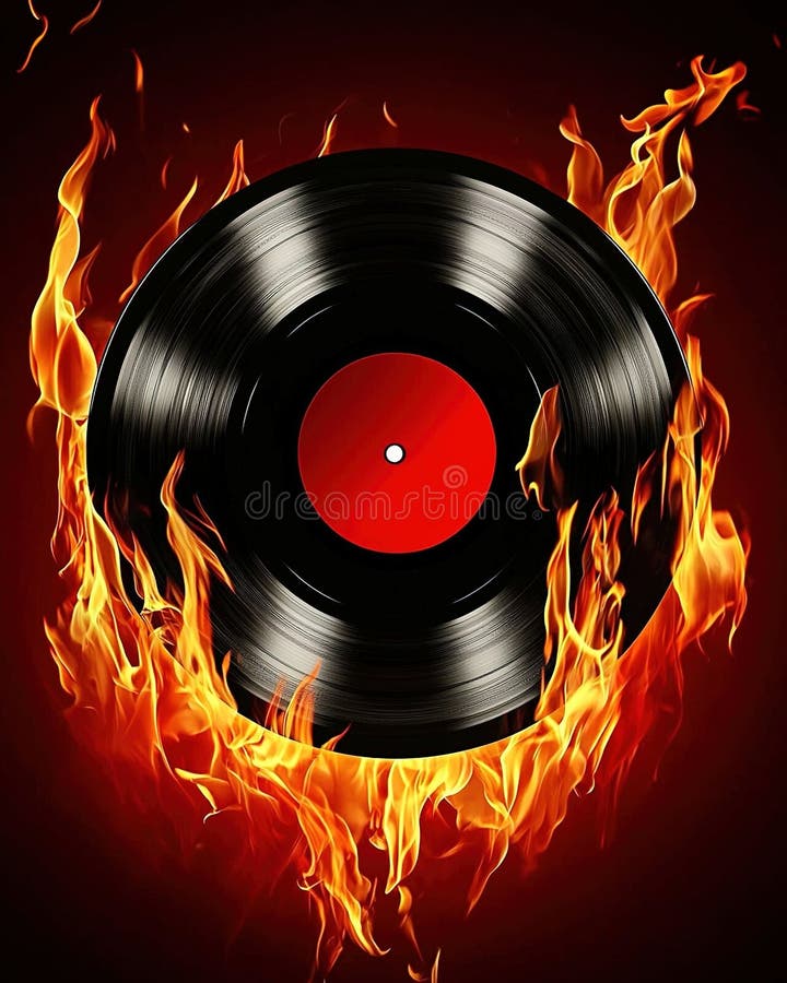 LP Record in Flames and Fire. Generative Ai Stock Image - Image of ...