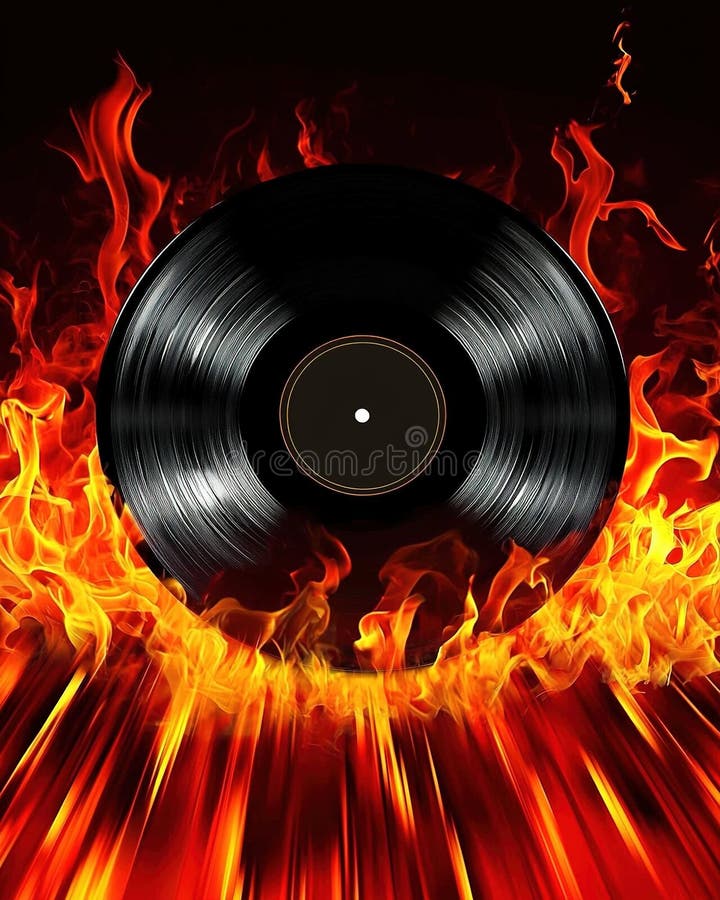LP Record in Flames and Fire. Generative Ai Stock Image - Image of ...