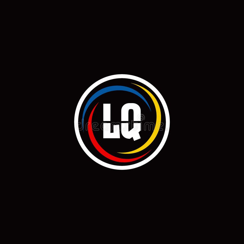 LQ Monogram Logo Isolated on Circle Shape with 3 Slash Colors Rounded ...