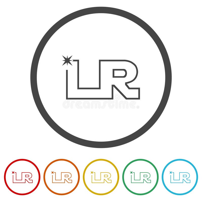 LR Letter Logo Design. Set Icons in Color Circle Buttons Stock ...