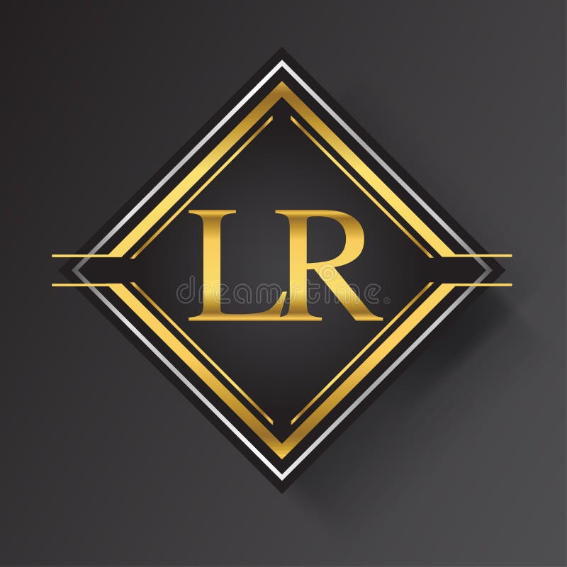 LR Letter Logo in a Square Shape Gold and Silver Colored Geometric ...