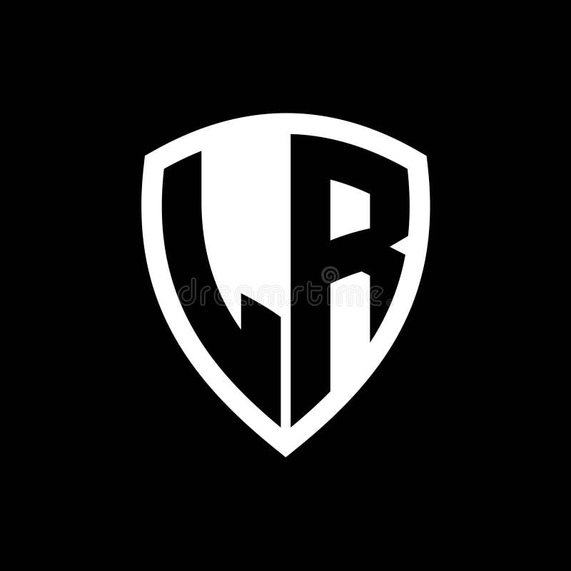 LR Monogram Logo with Bold Letters Shield Shape with Black and White ...