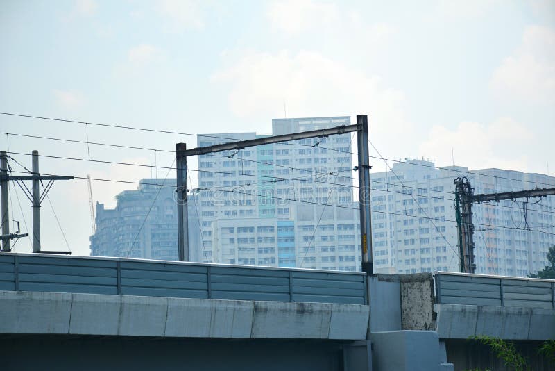 LRT Light Rail Transit Bridge with Train in Manila, Philippines ...