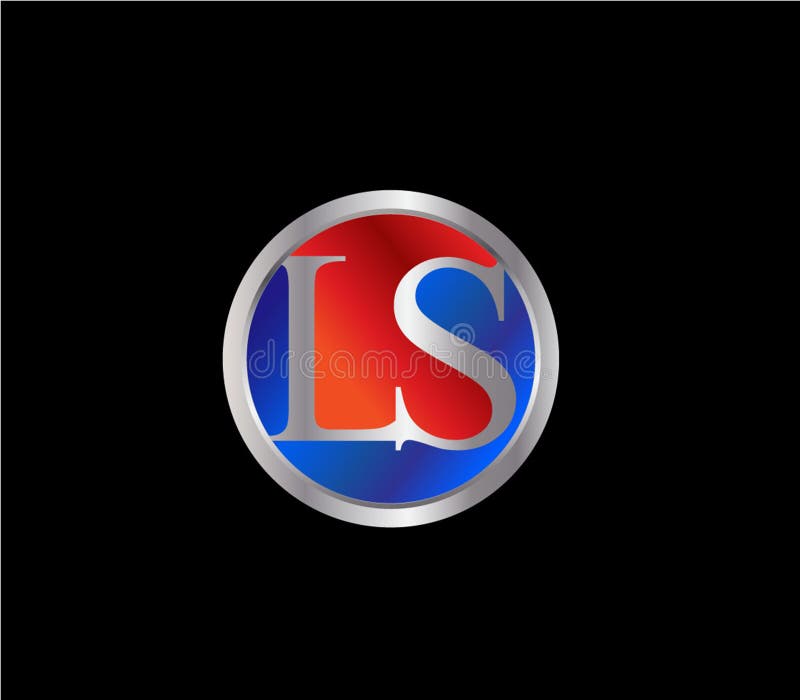 LS Initial Circle Shape Red Blue Silver Color Later Logo Design Stock ...
