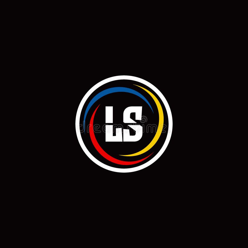 LS Monogram Logo Isolated on Circle Shape with 3 Slash Colors Rounded ...