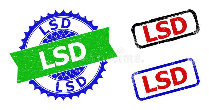 LSD Rosette and Rectangle Bicolor Badges with Distress Styles Stock ...