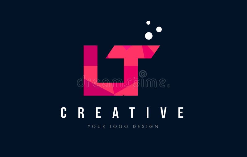 LT L T Letter Logo with Purple Low Poly Pink Triangles Concept Stock ...