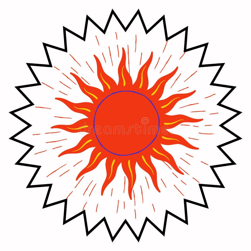 Hot Red Sun Isolated Background Illustration Stock Illustration ...