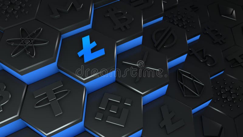 LTC Litecoin Abstract Cryptocurrency with Blockchain Network Connection ...