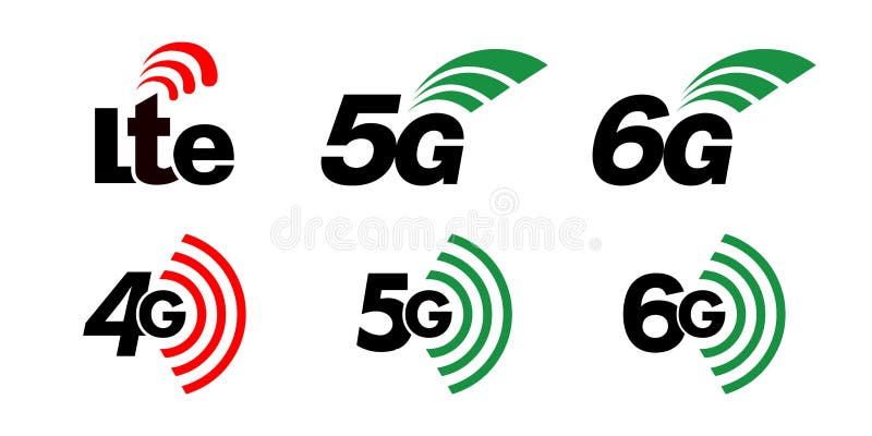 Lte, 4G 5G and 6G Icon Vector for App or Mobile Device. Lte, 3g, 4g, 5g ...