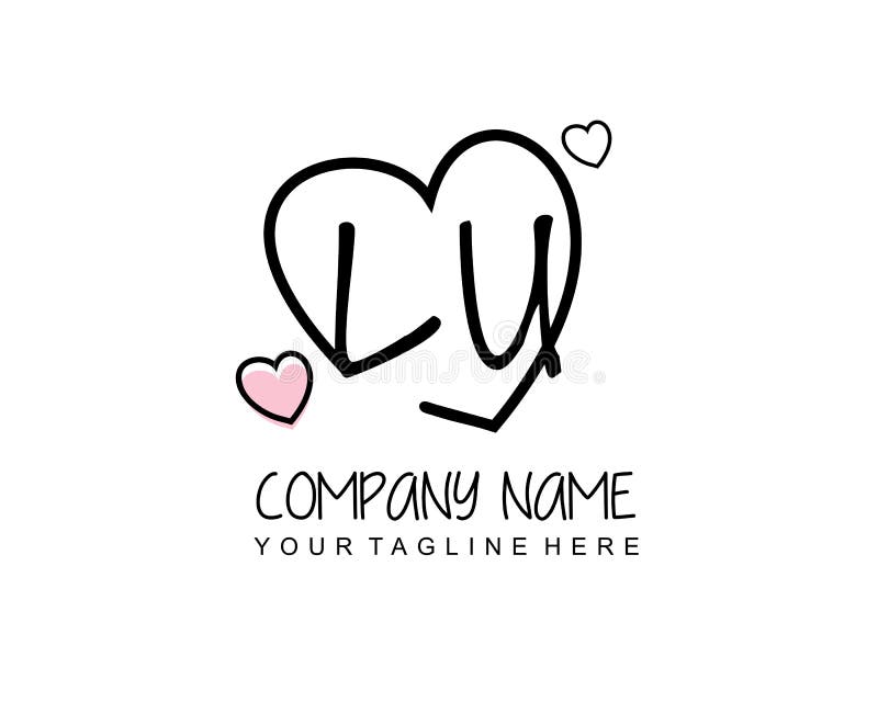 LU Initial Handwriting with Heart Frame Stock Vector - Illustration of ...