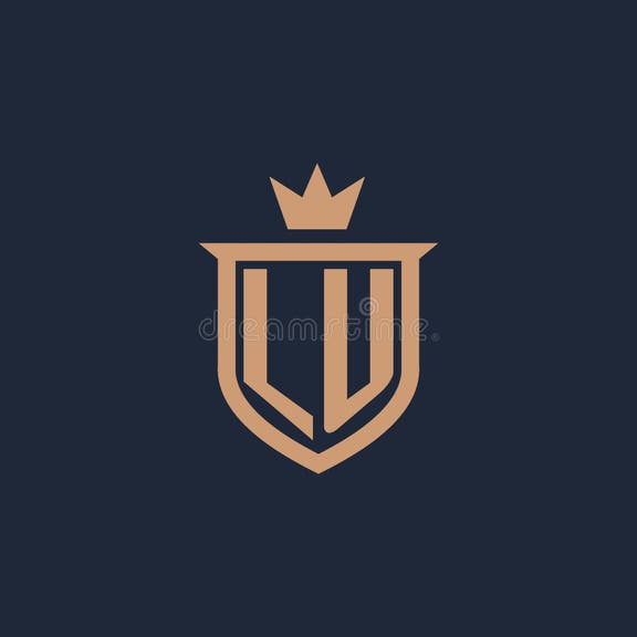 LU Monogram Initial Logo with Shield and Crown Style Stock Illustration ...