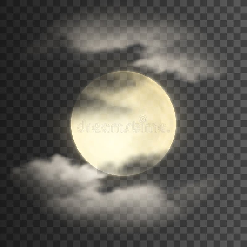 Lua Cheia Detalhada Realística Com As Nuvens No Fundo Transparente ...