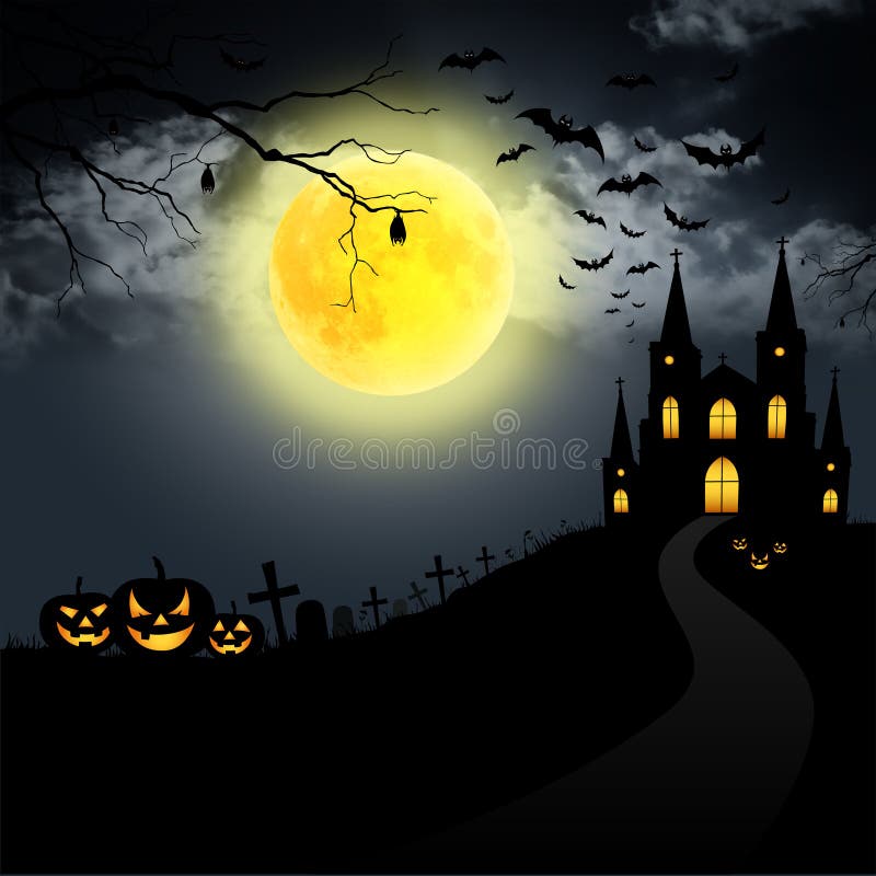 Lua cheia em Halloween. ilustração stock. Ilustração de feriado - 21186917
