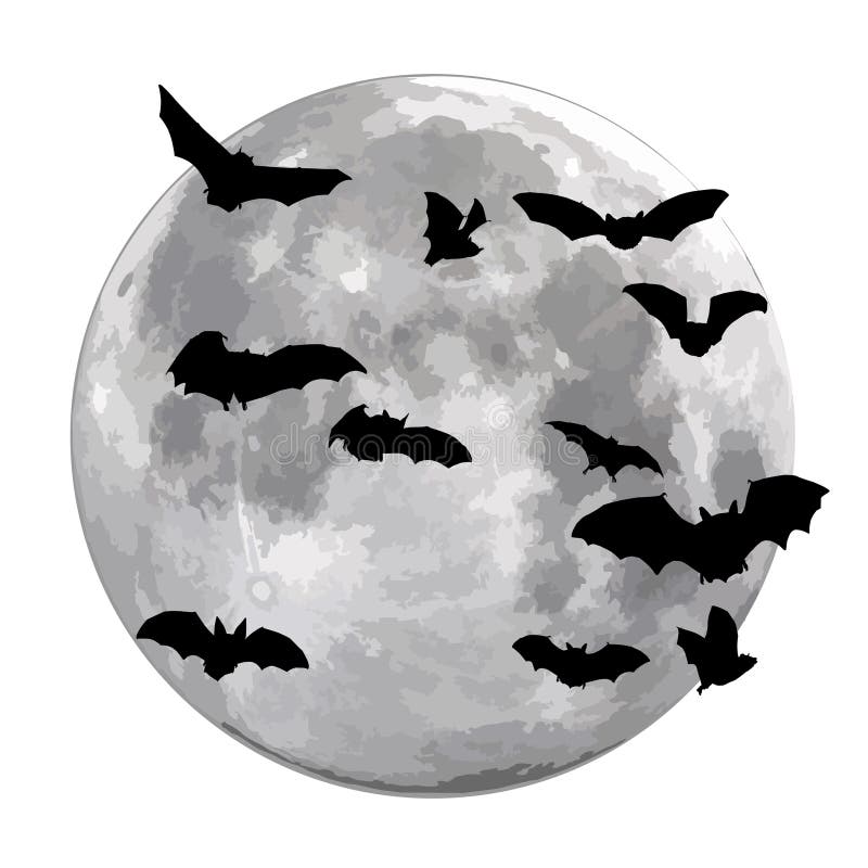 A Lua Com Morcegos Voadores. Ilustração do Vetor - Ilustração de ...