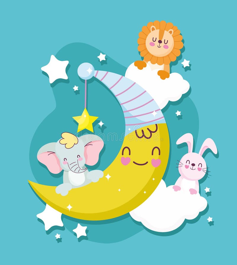 Lua de animais bonitos ilustração do vetor. Ilustração de elefante ...