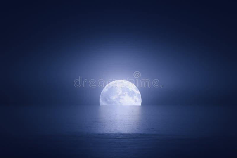 Lua grande sobre o mar imagem de stock. Imagem de luar - 132269061
