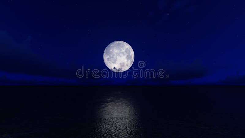 Lua Grande Sobre O Mar Na Noite Foto de Stock - Imagem de cena, noite ...