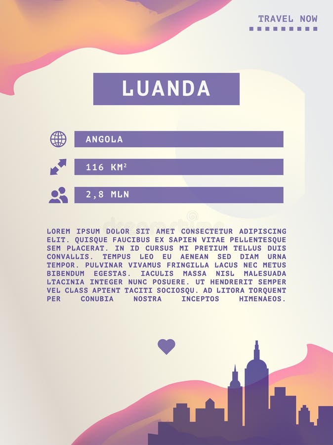 Luanda, Angola Vector Infographics, Brochure Layout. Guide, Leaflet, Flyer, Advertising Graphic ...