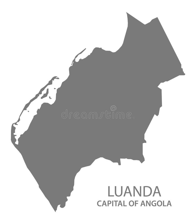 Luanda Capital City Map of Angola Grey Illustration Silhouette Stock ...