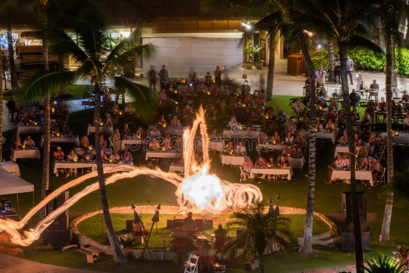 Luau and a Fire Dance Performance at a Resort on Oahu Editorial Stock ...