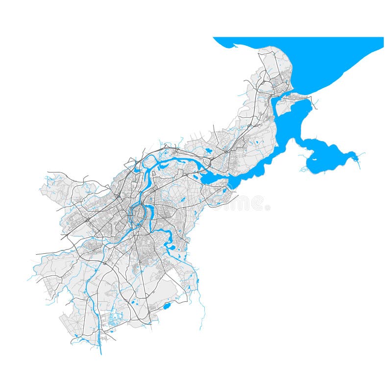 Lubeck, Germany Black and White High Resolution Vector Map Stock Vector ...