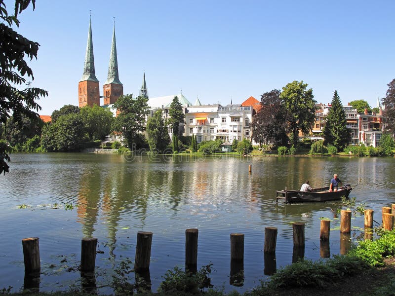 Lubeck waterfront editorial stock image. Image of buildings - 34876099