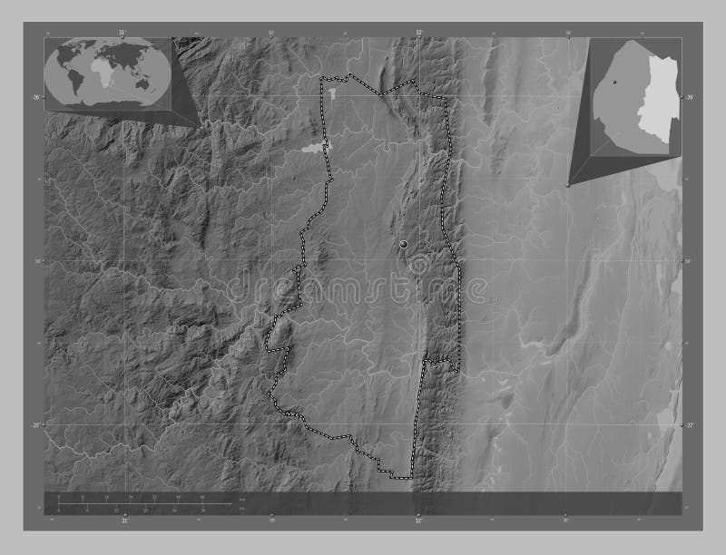 Lubombo, Eswatini. Grayscale. Capital Stock Illustration - Illustration ...